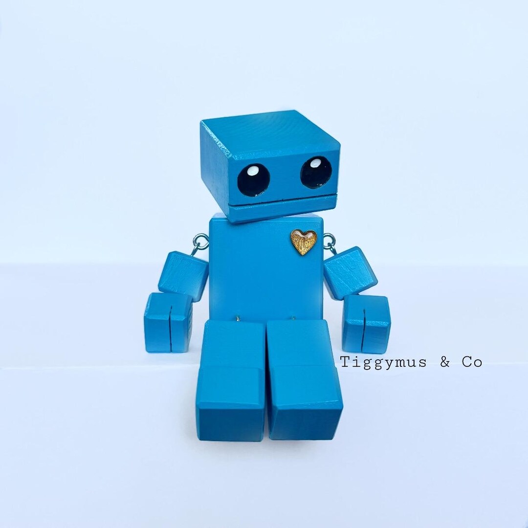 5 Marine Blue Handmade Wooden Oddbot the Little Wooden Robot by ...