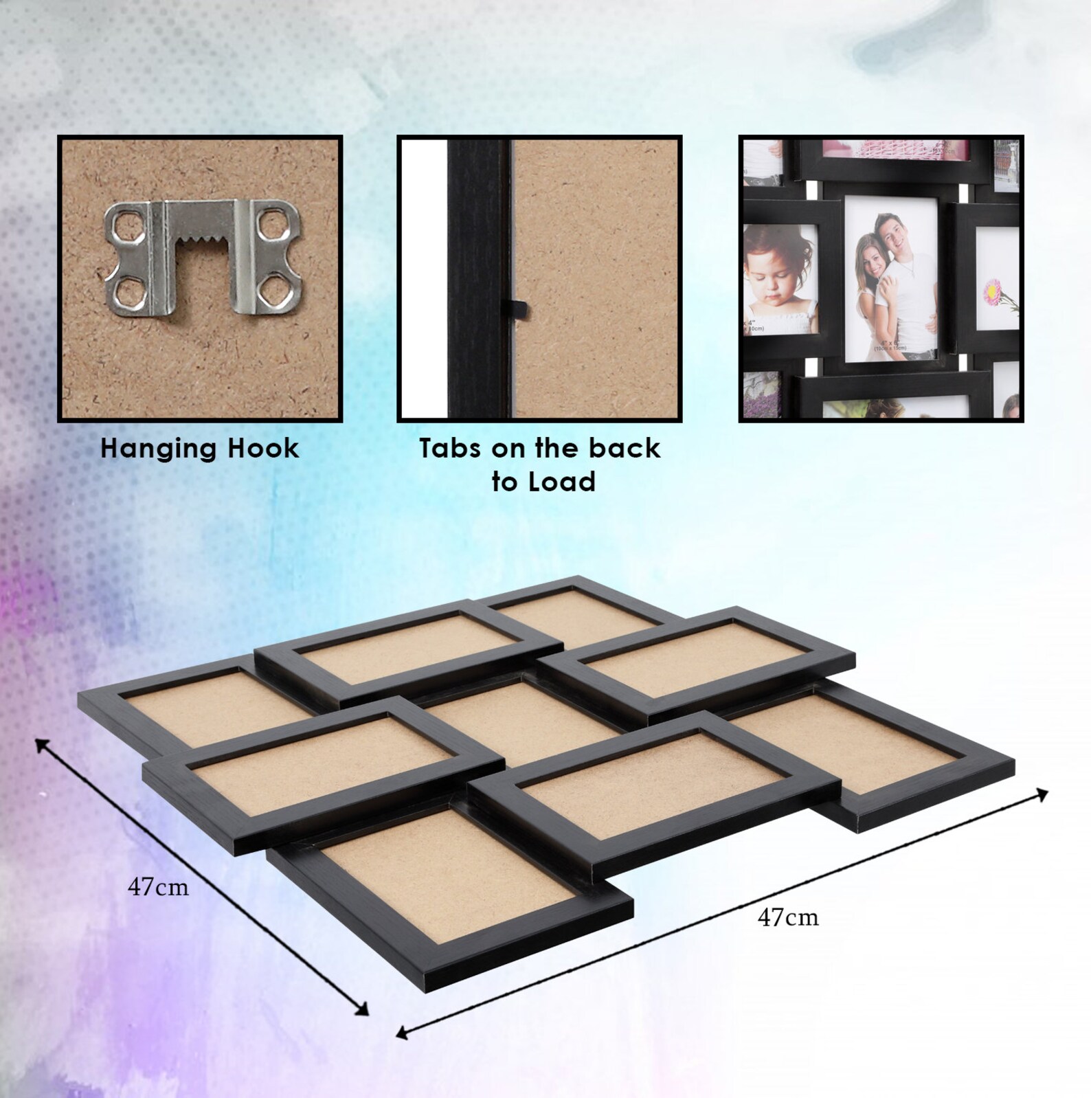 ARPAN MDF Multi Apperture Picture/photo Frame, Holds 9 X 6''X4'' Photos ...