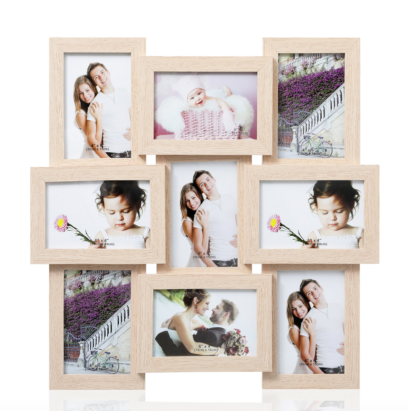 ARPAN MDF Multi Apperture Picture/photo Frame, Holds 9 X 6''X4'' Photos ...