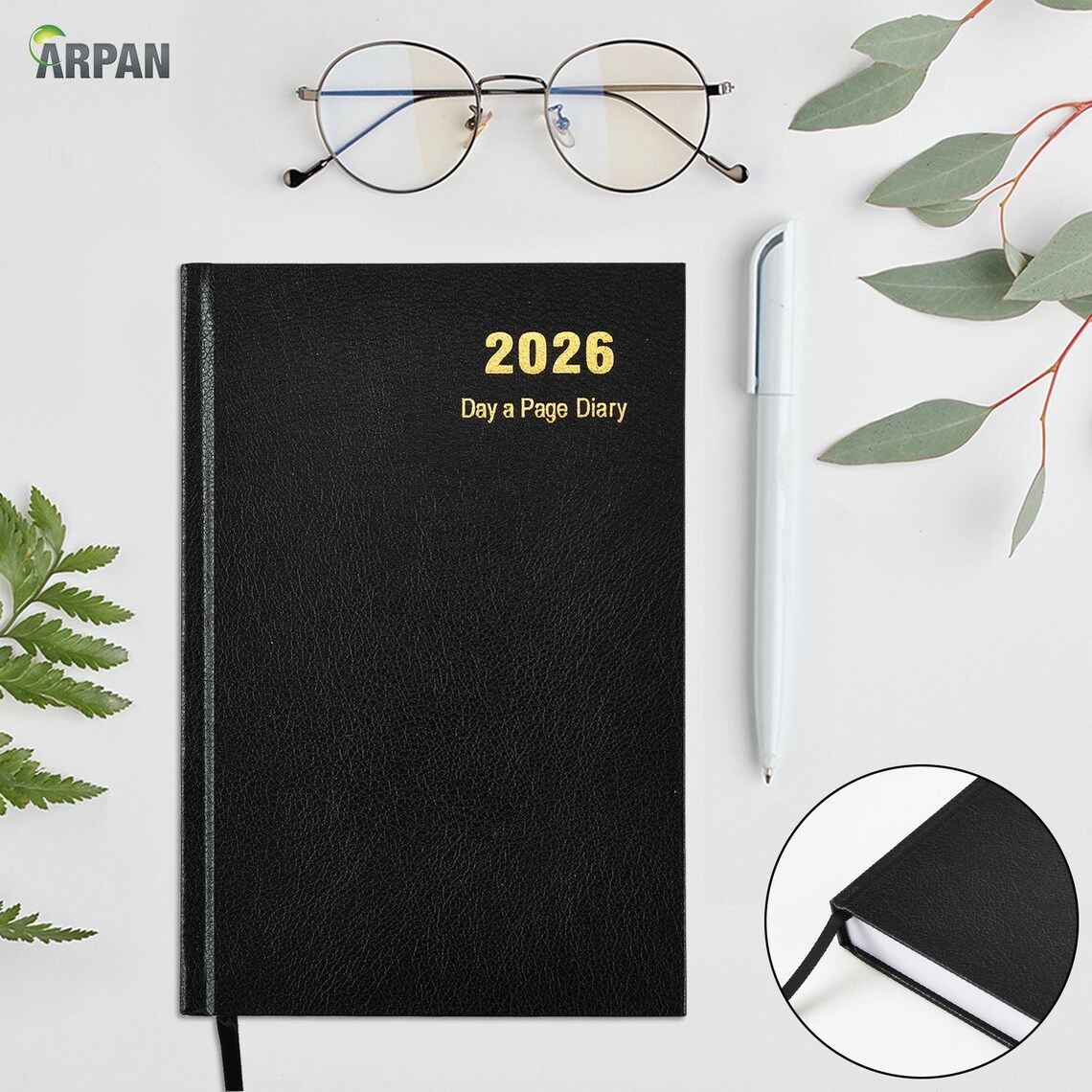 Personalised 2026 Diary A5 One Day to Page Hardback Cover & Ribbon ...