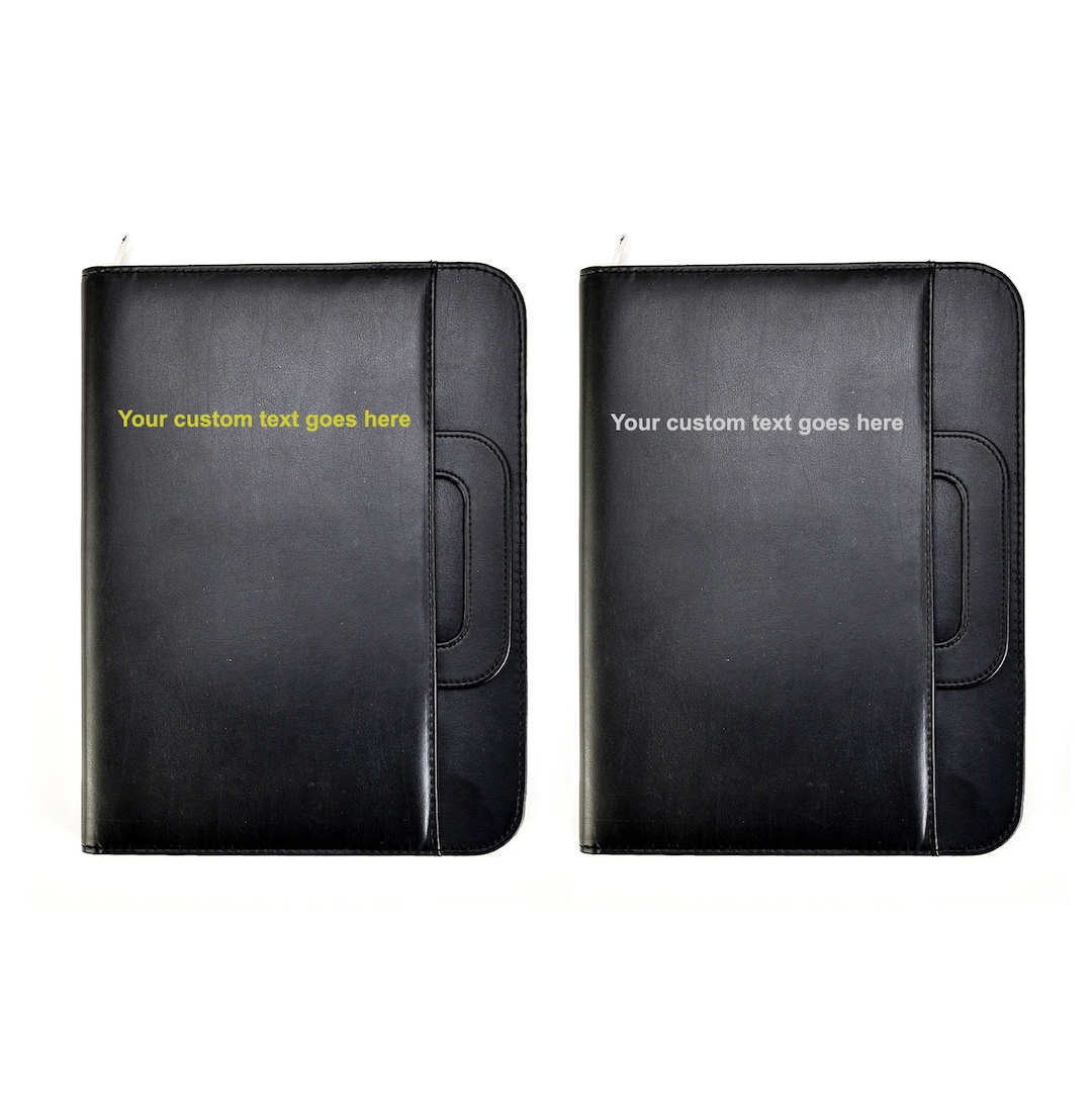 Personalised Black Text A4 Zipped Conference Folder Executive Portfolio ...