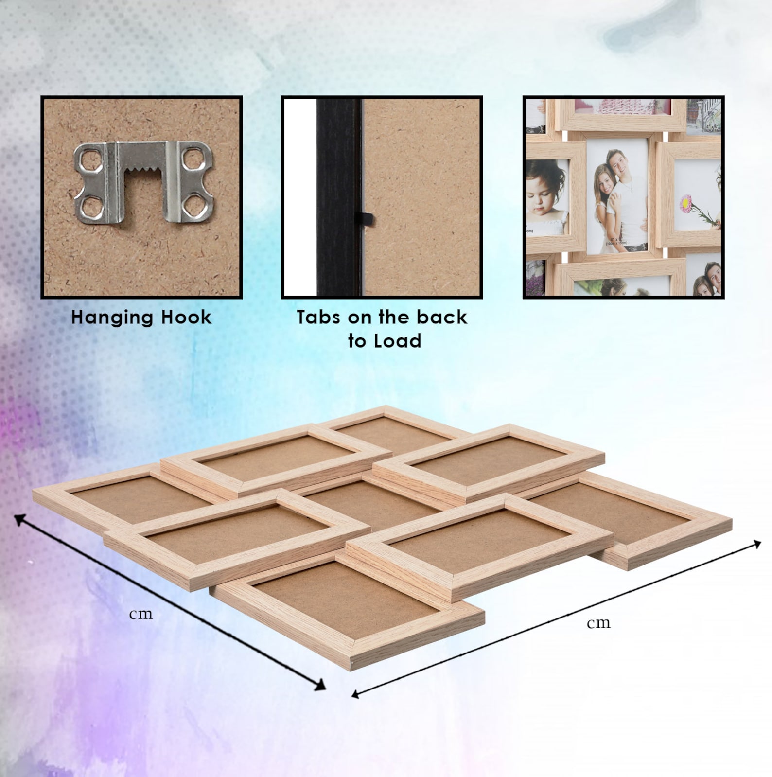 ARPAN MDF Multi Apperture Picture/photo Frame, Holds 9 X 6''X4'' Photos ...