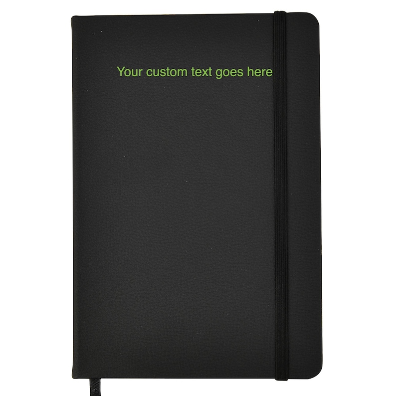 Personalised Text A4 Notebook Hardback Cover, Ribbon Marker, Elastic ...