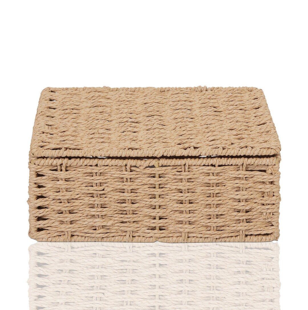 ARPAN Natural Paper Rope Storage Basket Box With Lid - Etsy UK