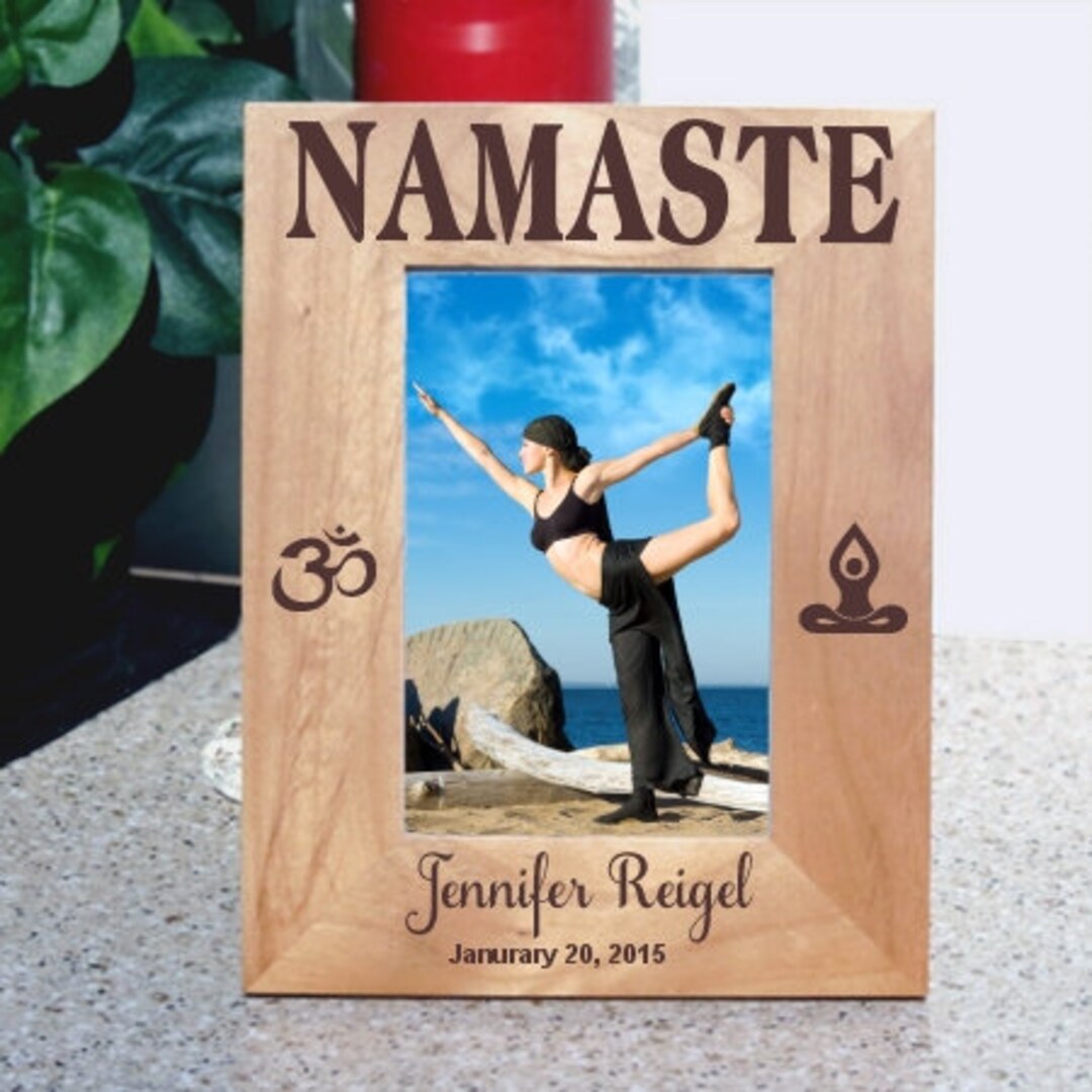 Yoga Picture Frame Wood Engraved Namaste Frame Personalized for Any ...