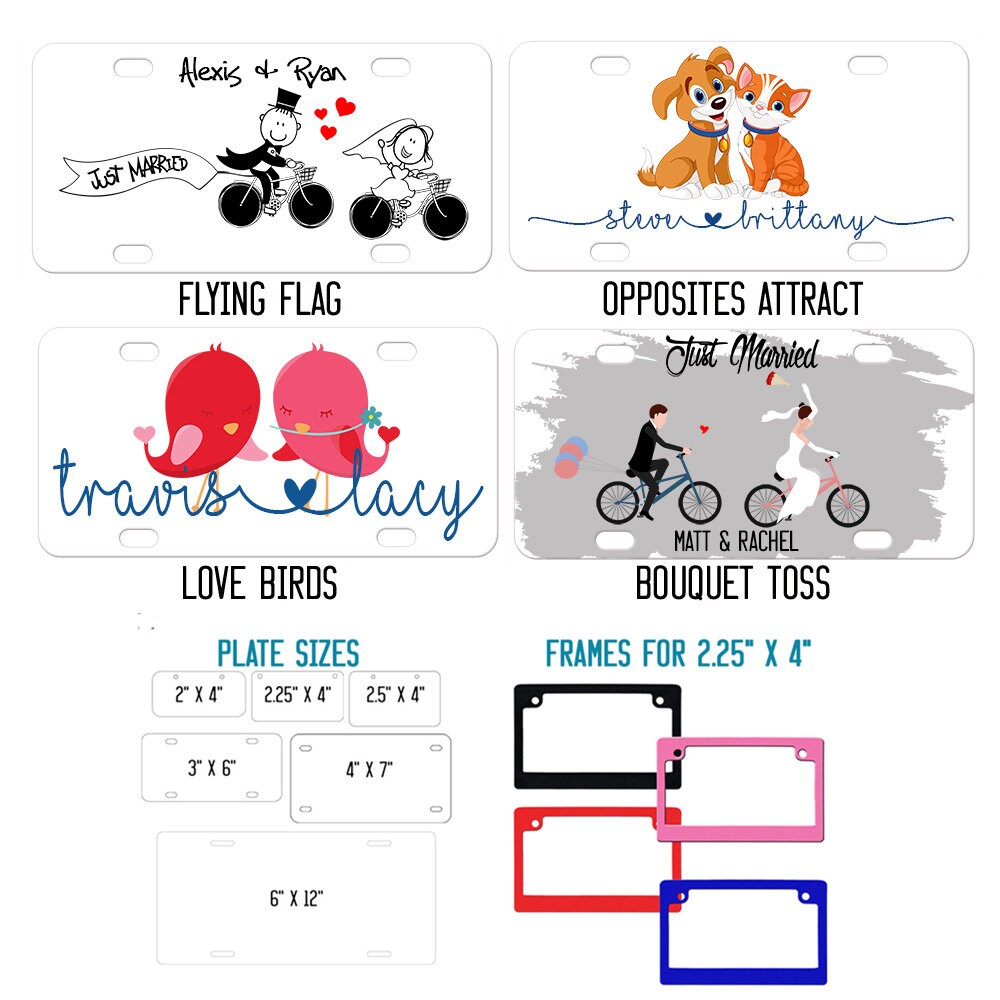 Just Married Personalized Wedding Theme Bike Plates and License Plates ...