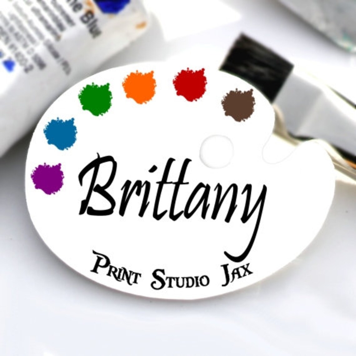 Artist's Name Tags, Palette Shaped Name Badges, Custom Printed Name ...