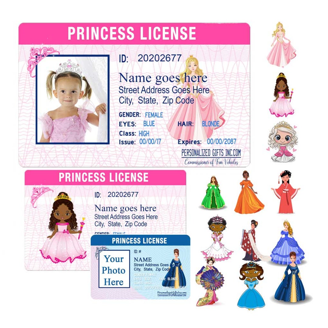 Personalized Princess License, Custom Novelty ID Card - Etsy
