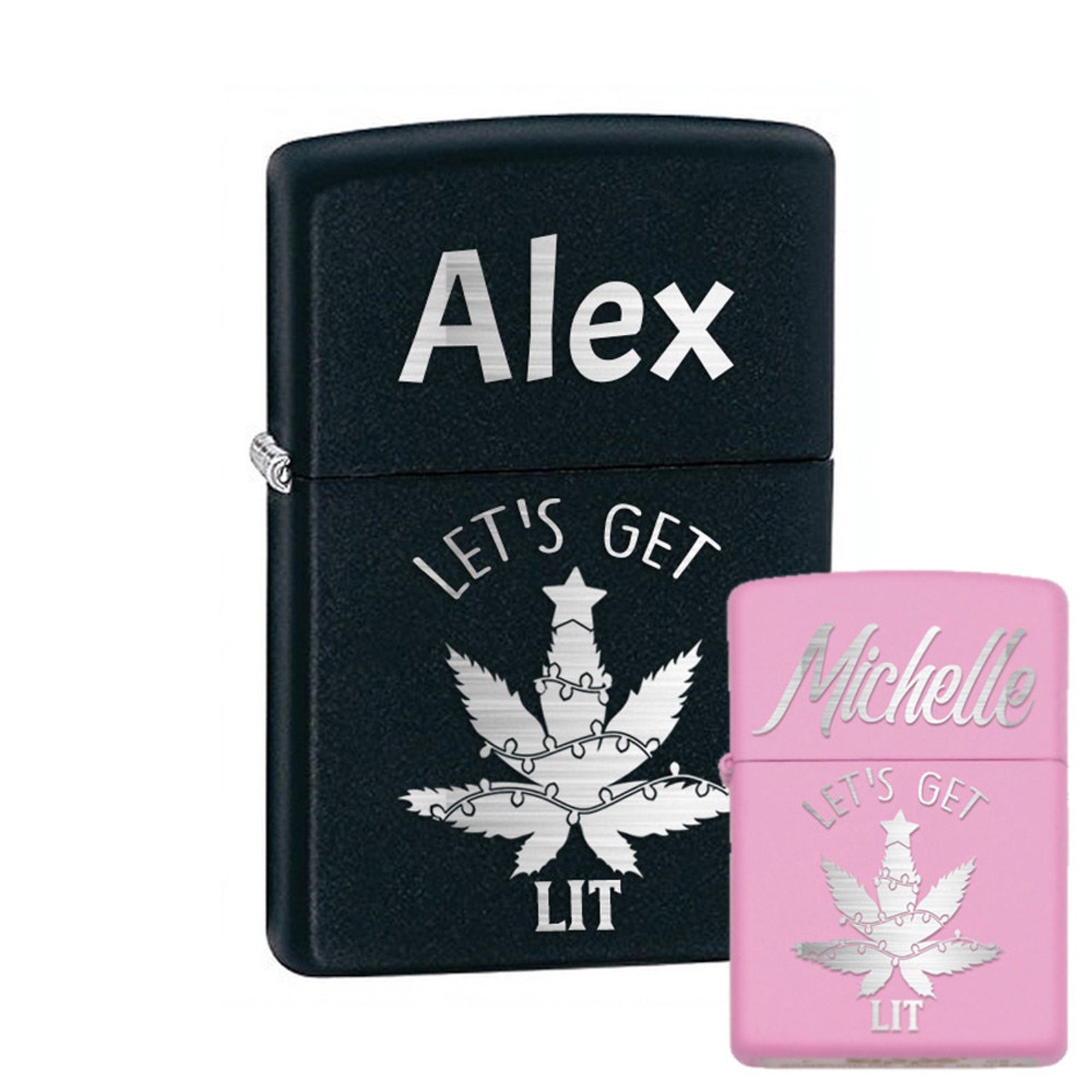 Let's Get Lit Zippo Lighters Pot Leaf Christmas Tree 420 | Etsy