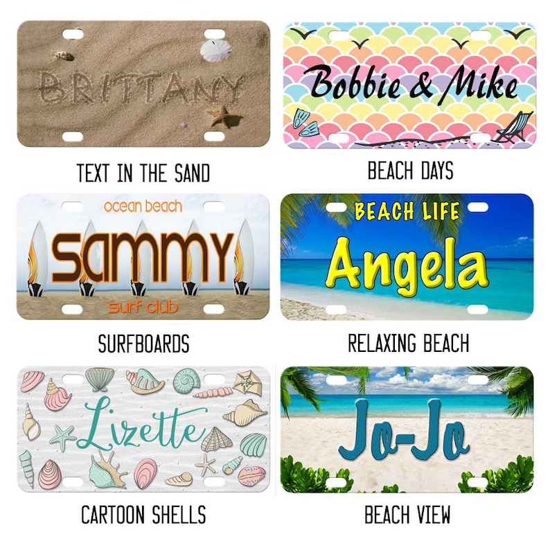 Beach Theme Bike Plates License Plates and Buggy Plates. - Etsy