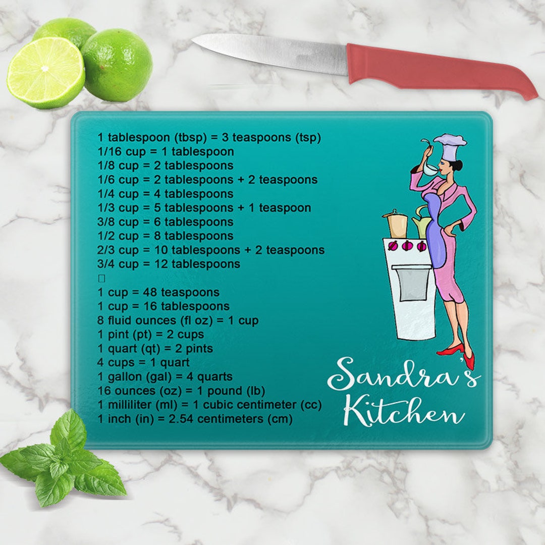 Measurement Conversions Personalized Tempered Glass Cutting Board With ...