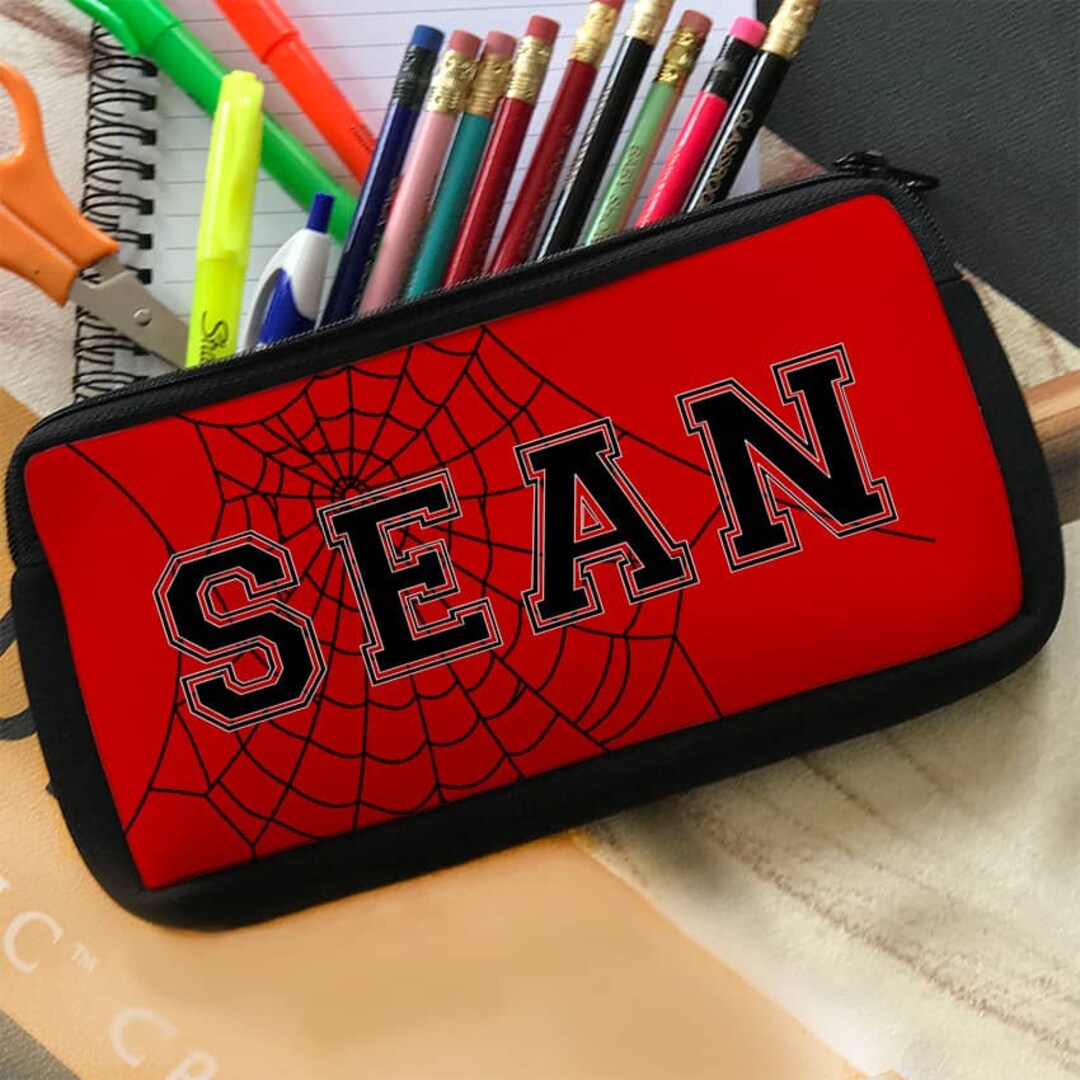 Spider Web Pencil Case Personalized - Zippered Pouch With Any Name for ...