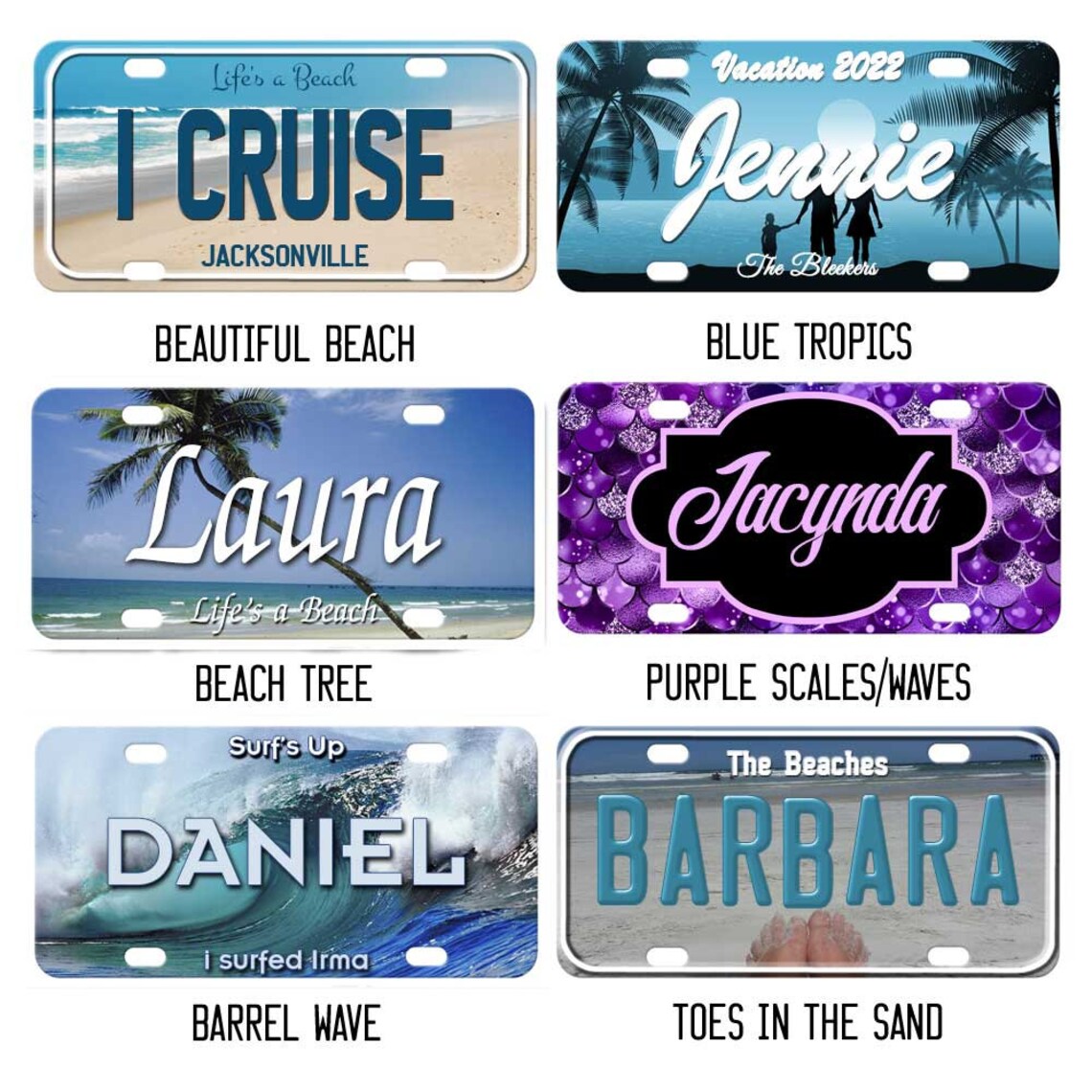 Beach Theme Bike Plates License Plates and Buggy Plates. - Etsy