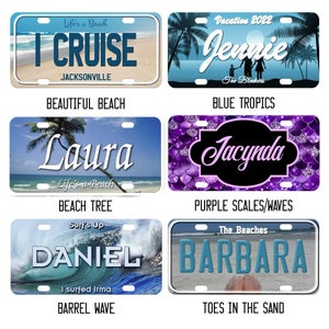 Beach Theme Bike Plates, License Plates, and Buggy Plates. Personalized ...