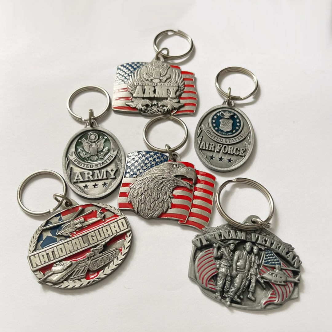 Veteran Key Chains, U.S. Military 3d Pewter Key Rings, Fine Solid ...