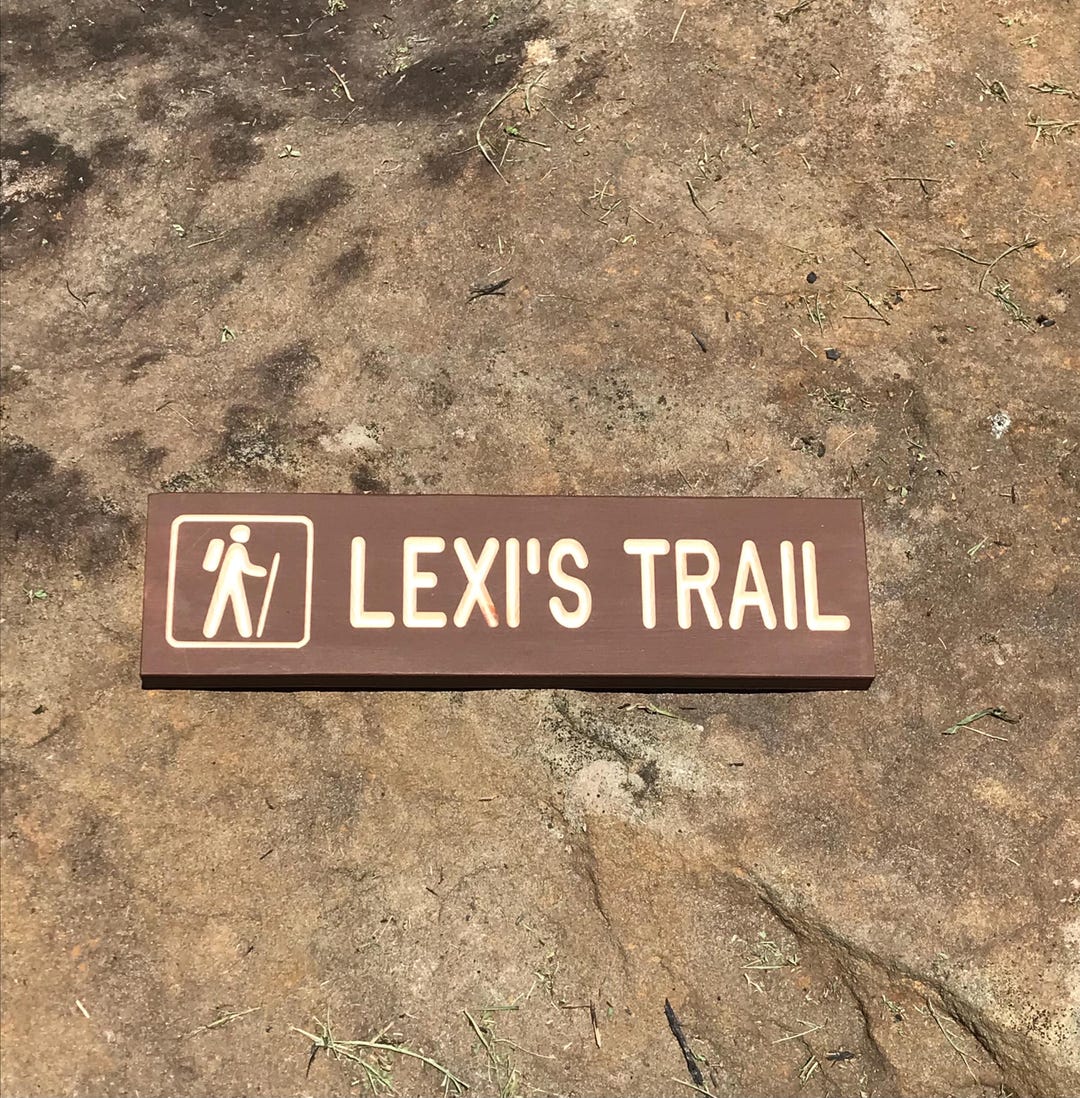 Custom Wood Carved Park Trail Sign, Personalized, Crossing, Hiking ...