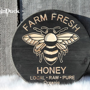 Local Honey Carved Wood Sign, Organic Sign, Farm Fresh, Cabin Sign ...