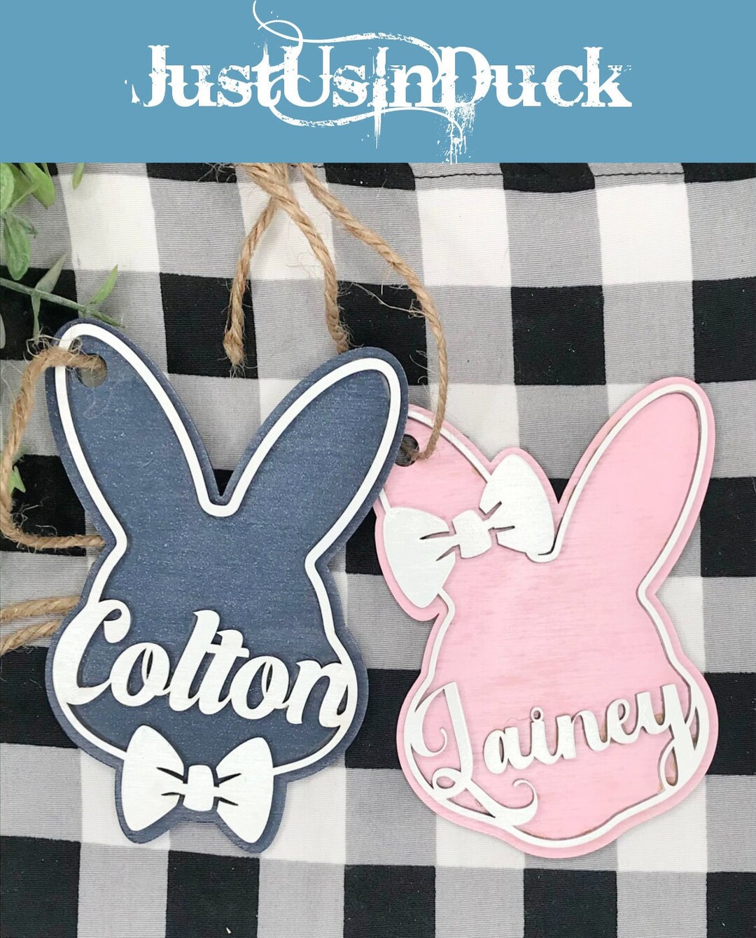 Personalized Easter Bunny Tag, Basket Name Tag, Wood Tag, Baby Gift ...