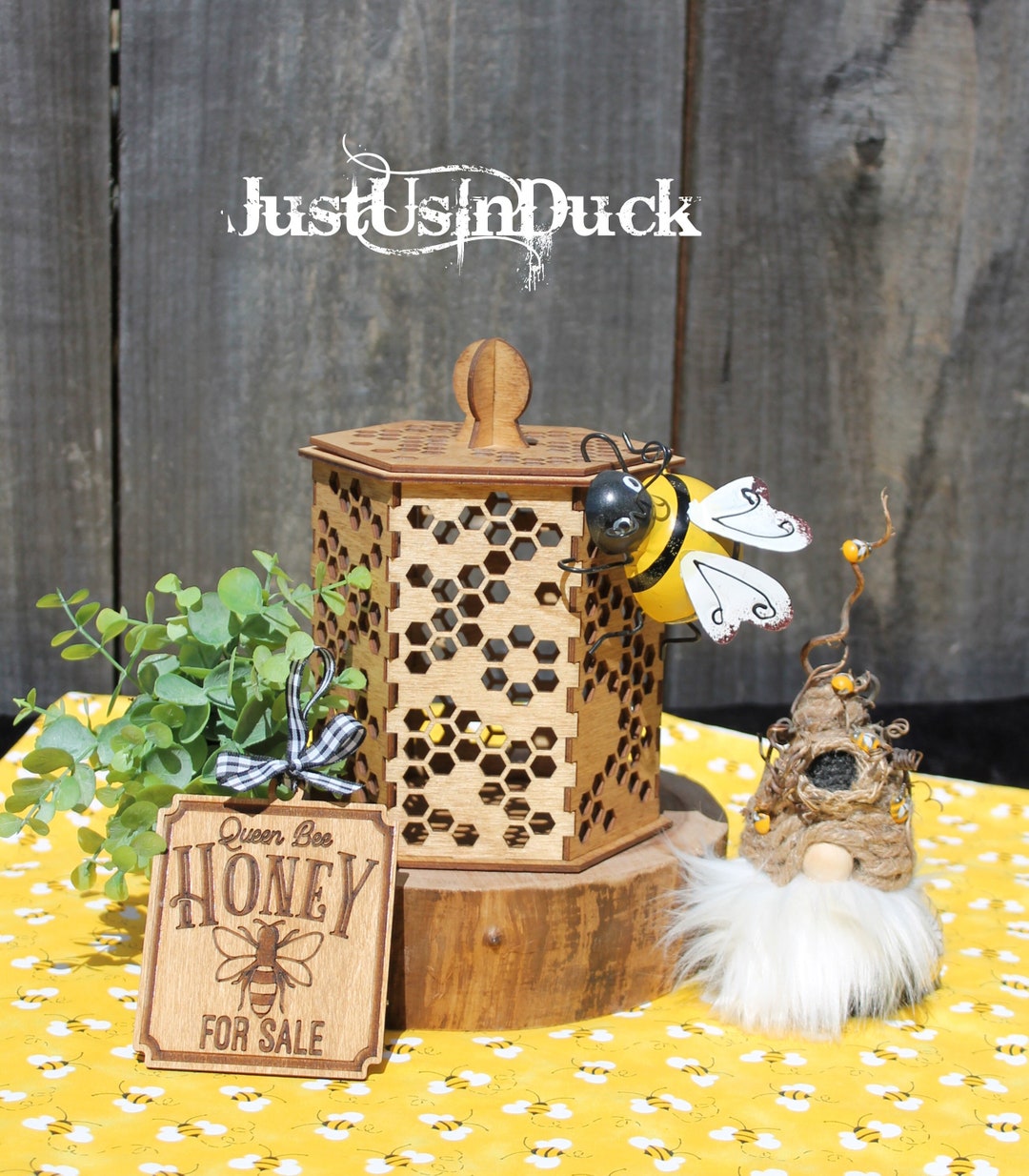 Honeycomb Wood Canister, Octagon Box, Lantern, Bee Canister Farmhouse ...