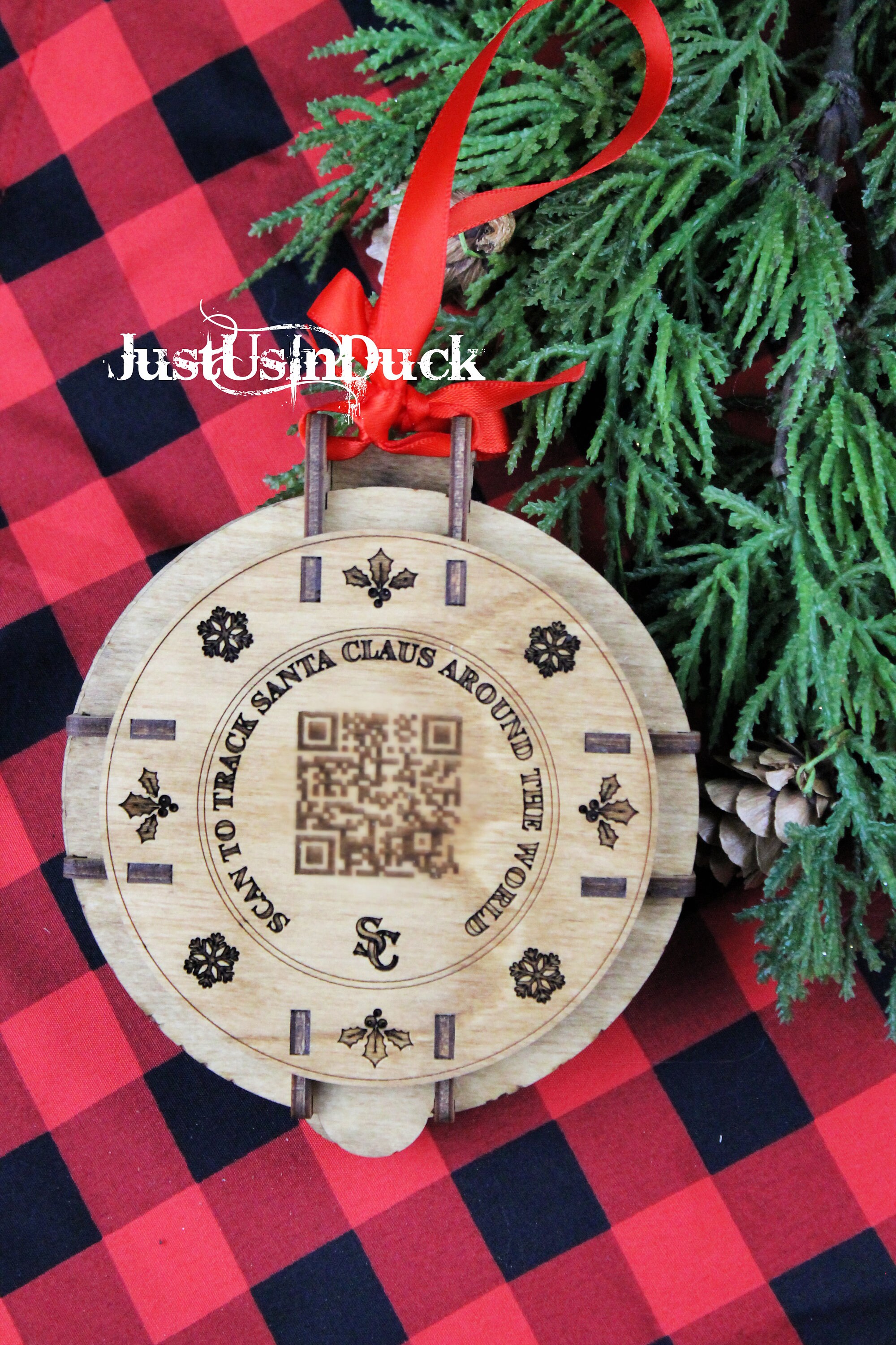 3D Santa Claus Compass Ornament, Interactive QR Code Santa Tracker ...