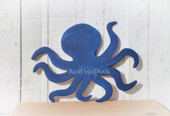 Large Wood Octopus Wall Decor Wooden Octopus Sign Coastal | Etsy