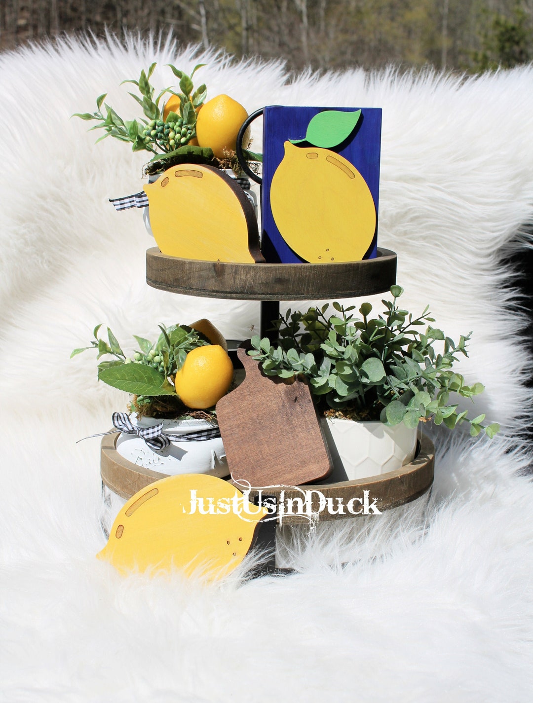 Blue Lemon Wood Sign, Lemons Sign, Tiered Tray Decor, Tier Tray Styling ...
