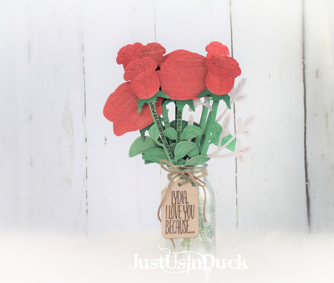 Personalized Rose Bouquet, Red, Promposal, Valentine's Day Engraved I ...