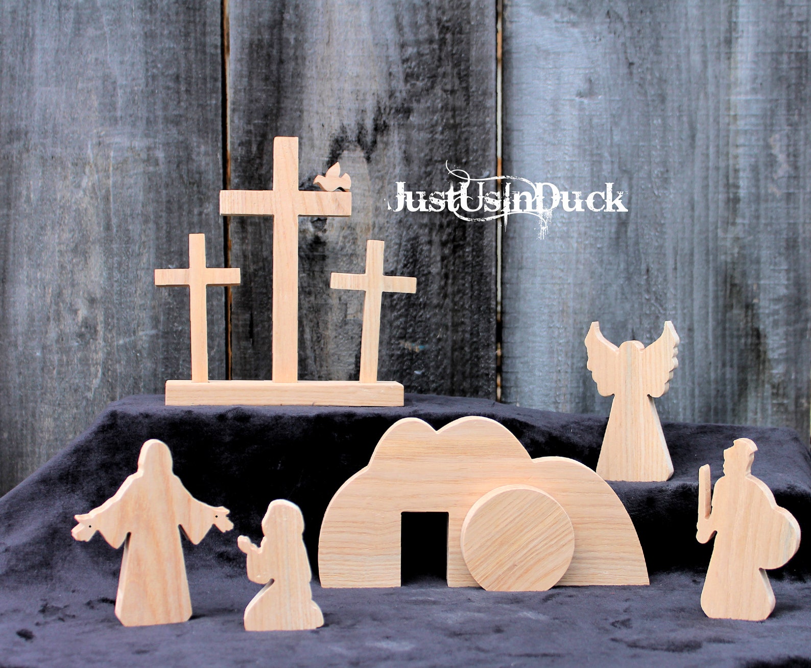 Carved Easter Nativity 11 Piece Wood Natural Oiled Stained | Etsy