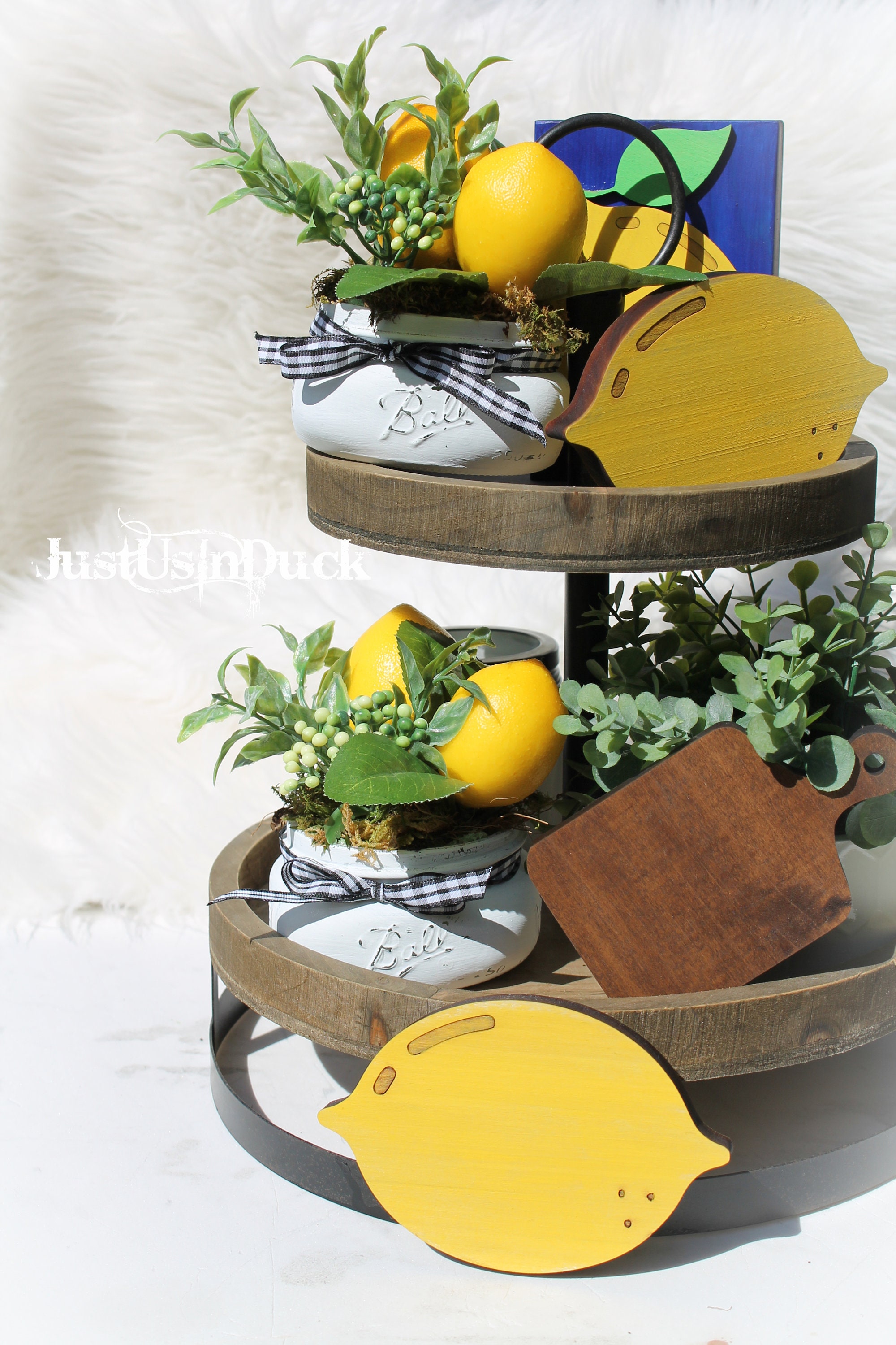 Set of Lemon Mason Jar Decor Lemon Tiered Tray Tiered Tray - Etsy