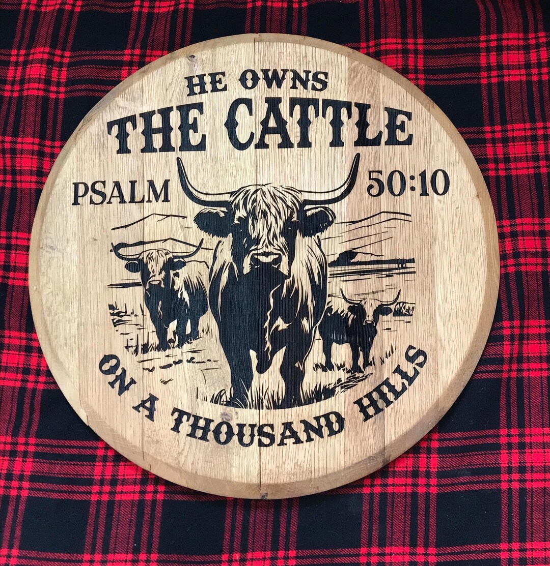 Highland Cow Sign, Whiskey Barrel Head Sign, Cow Sign, Engraved Wood ...