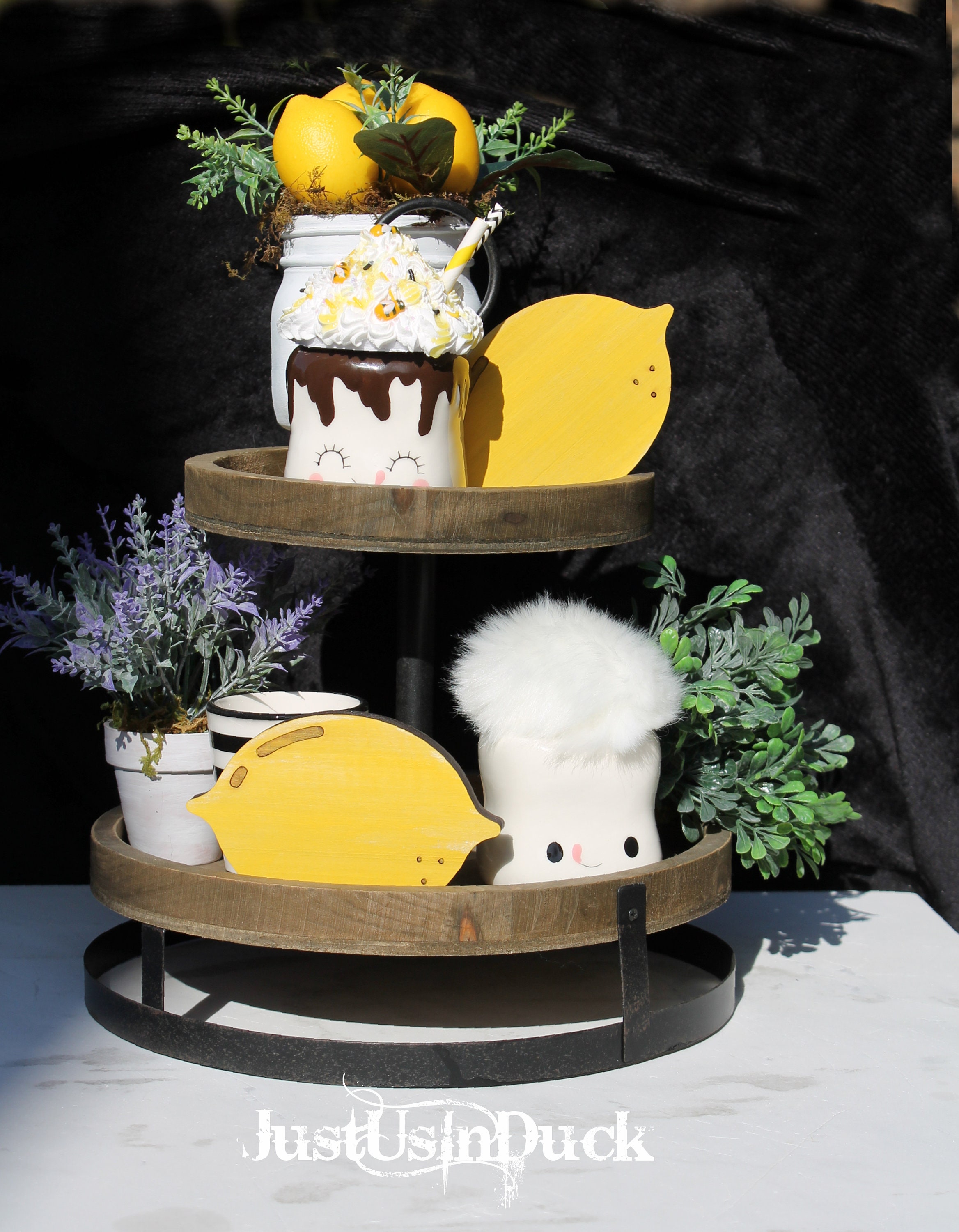 Wood Lemon Rustic Wooden Lemon Tiered Tray Styling Tiered - Etsy