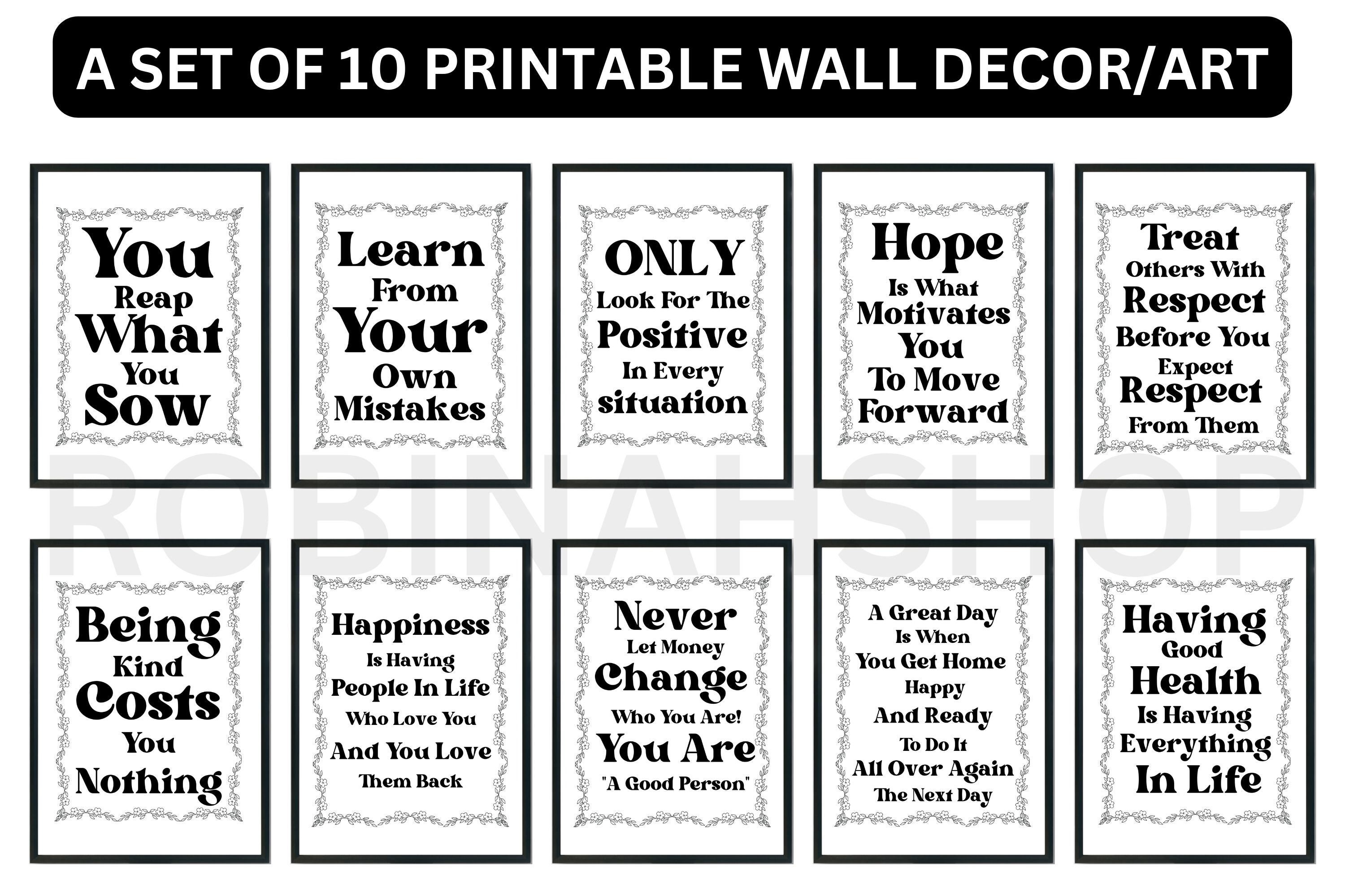 10 Printable Motivational Inspirational Positivity Wall Decor Wall Art ...