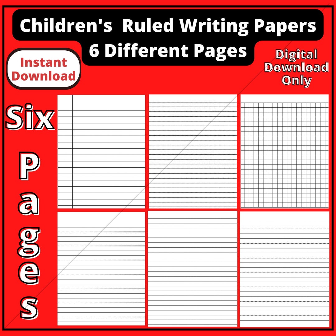 Six Writing Papers Ruled Squared Dotted Lined College Ruled Handwriting ...