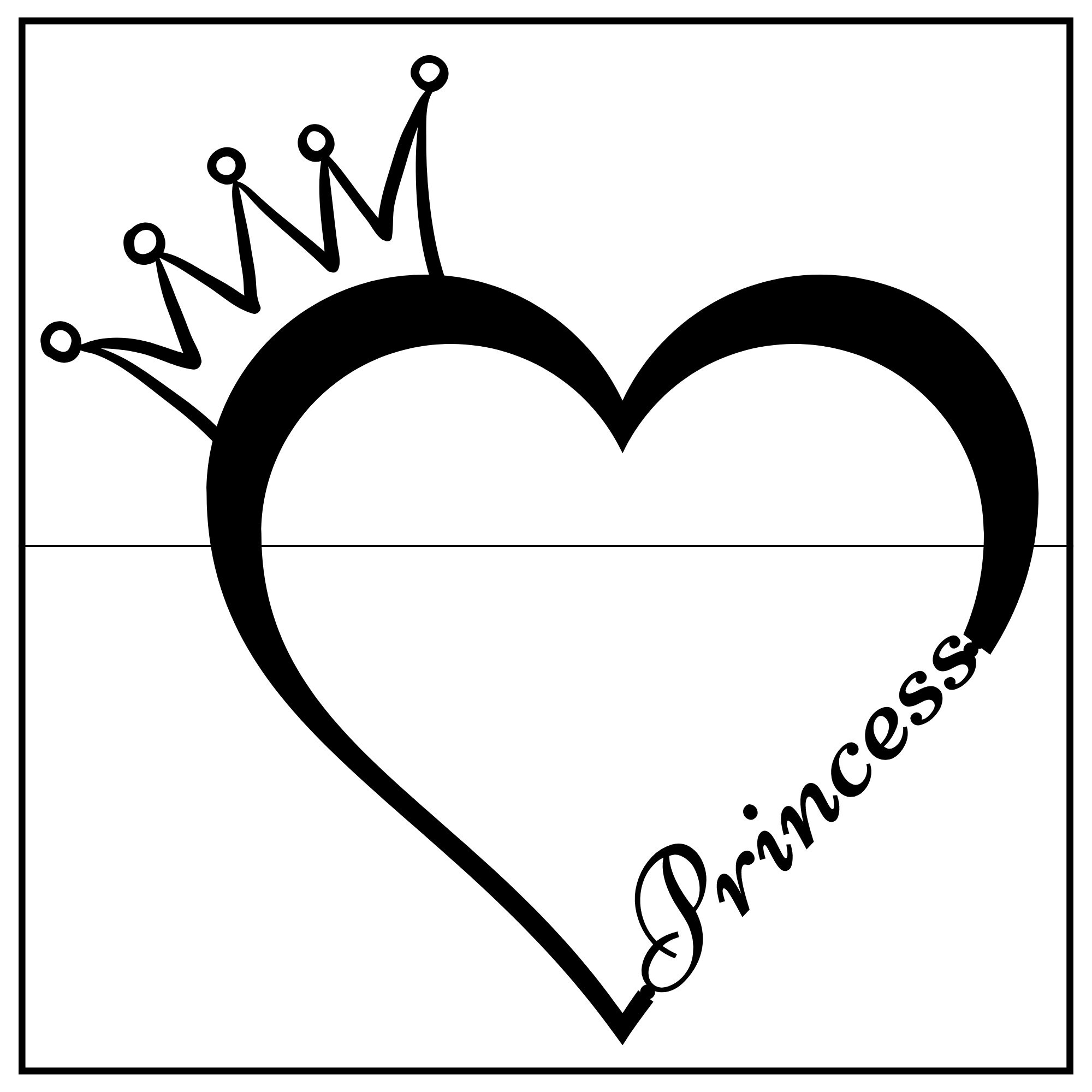 Svg File Children's Princess Heart Crown Girls Png EPS DXF JPG Files T ...