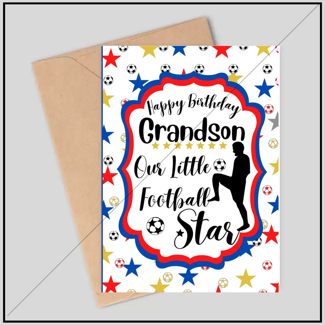 Printable Grandson Birthday Card Instant Download 7x10 Football ...