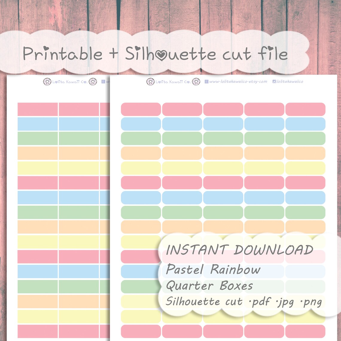 Printable Quarter Box Pastel Rainbow Planner Stickers : the Happy ...