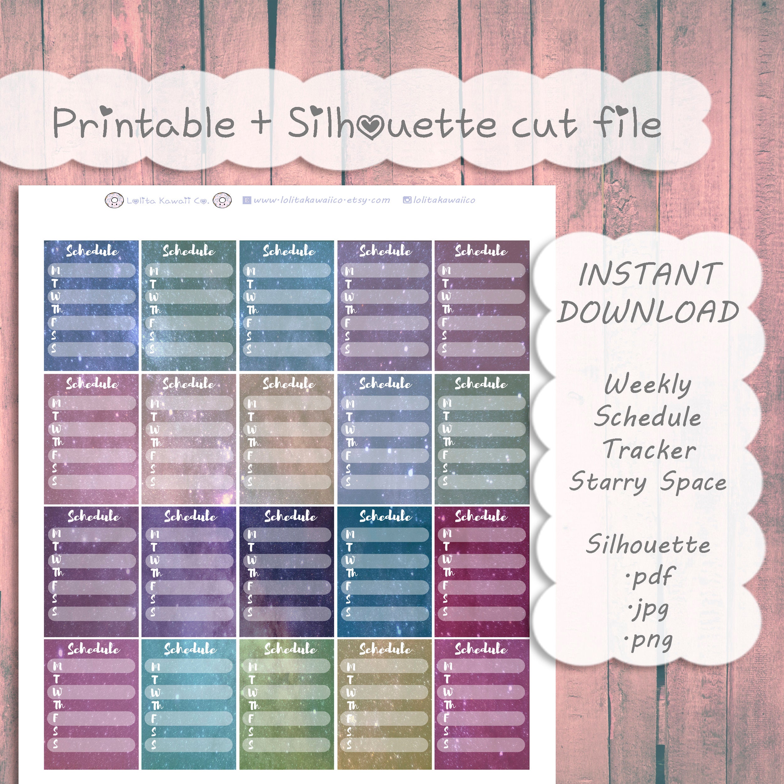 THP Printable Weekly Schedule Trackers Galaxy Stars | Etsy