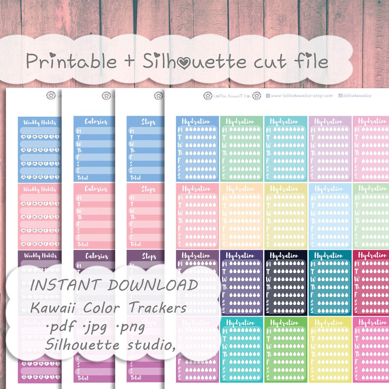 70% off Bundle: Printable Weekly Trackers Hydration Habits Calories ...