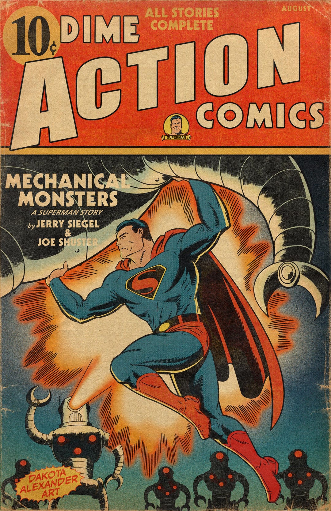 Mock Cover: Action Comics Pulp Cover "mechanical Monsters" - Etsy