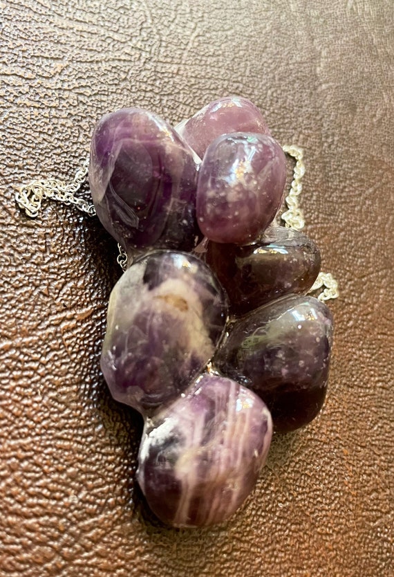 Amethyst Deep dark purple striated white freeform plum maroon | Etsy