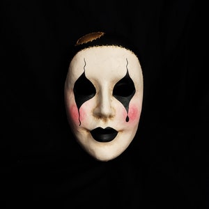 Pierrot Mask - Venetian Mask - Paper Mache Mask - Masquerade Mask - Etsy