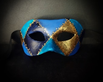 Blue and Gold Masquerade Mask - Etsy