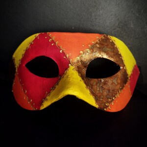 Red & Gold Masquerade Mask. Original Venetian Paper Mache Mask. - Etsy
