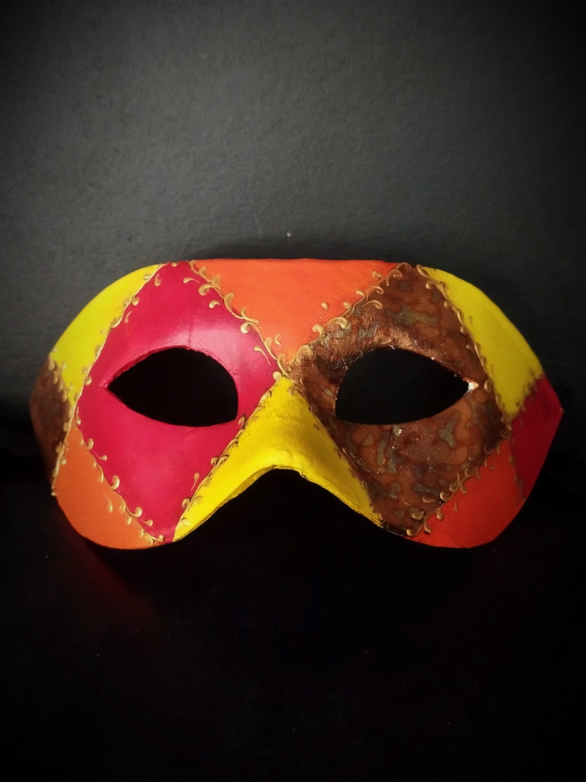 Red & Gold Masquerade Mask. Original Venetian Paper Mache Mask. - Etsy