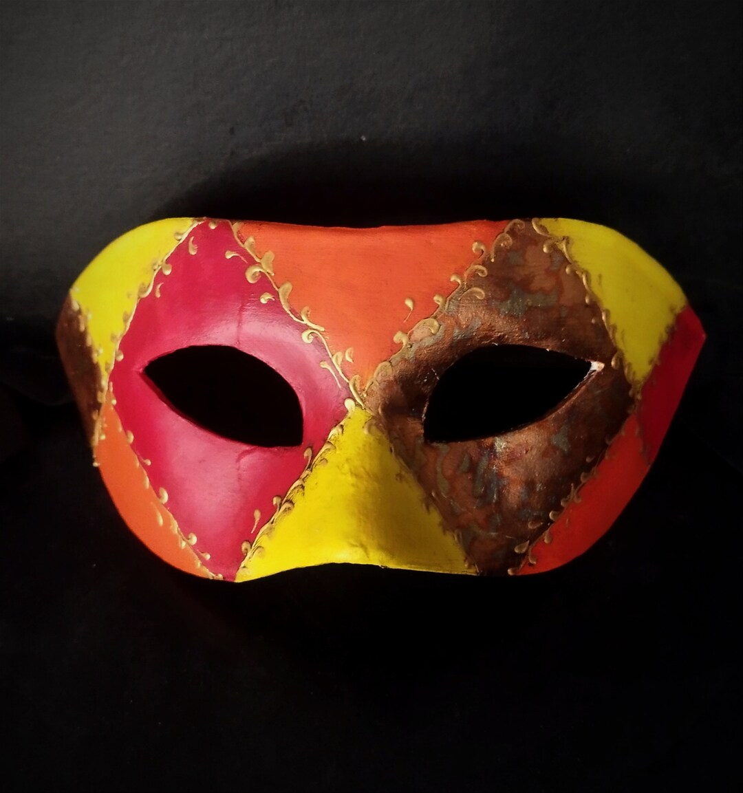 Red & Gold Masquerade Mask. Original Venetian Paper Mache Mask. - Etsy