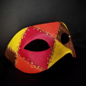 Red & Gold Masquerade Mask. Original Venetian Paper Mache Mask. - Etsy