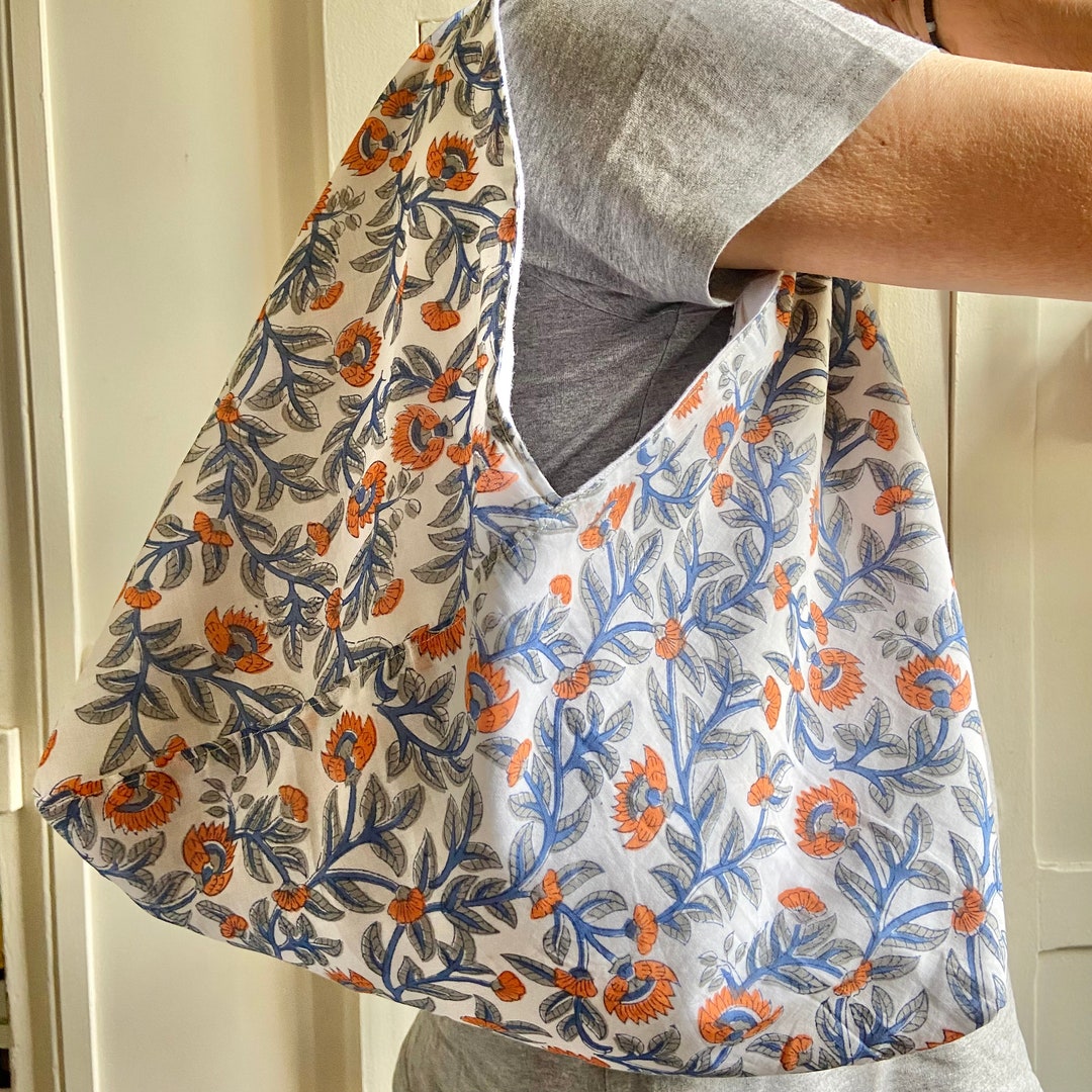AZUMA Bag in Indian Block Print Fabric / Origami Bag / Eco Bag / Tote ...