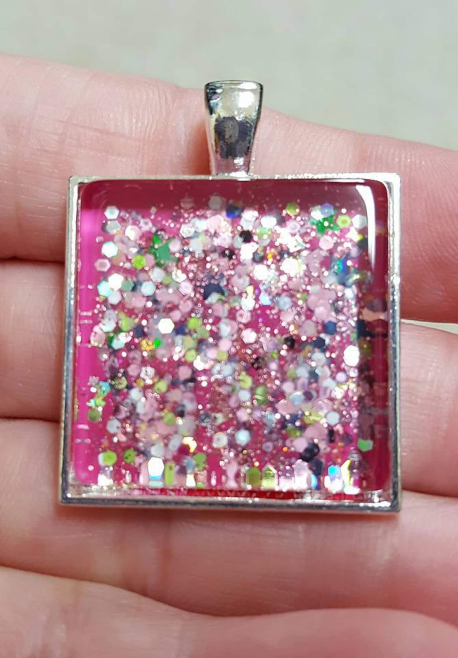 Pink Champagne 1" Glass Sparkle Pendant - Etsy