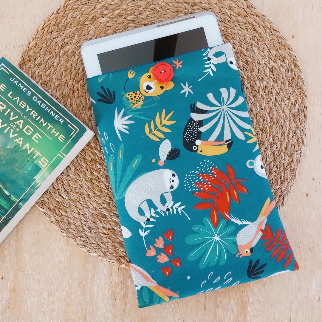 Jungle Fabric Book Pouch Green Children's Tablet Case Mixed Jungle ...