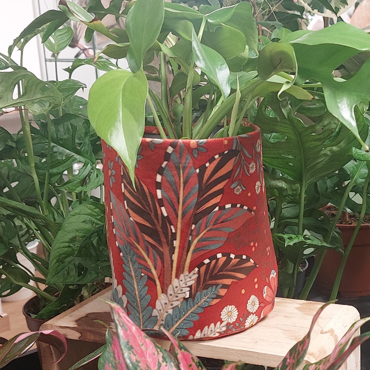 Velvet Fabric Pot Cover Plant Basket Pot Cover Autumn Rust - Etsy